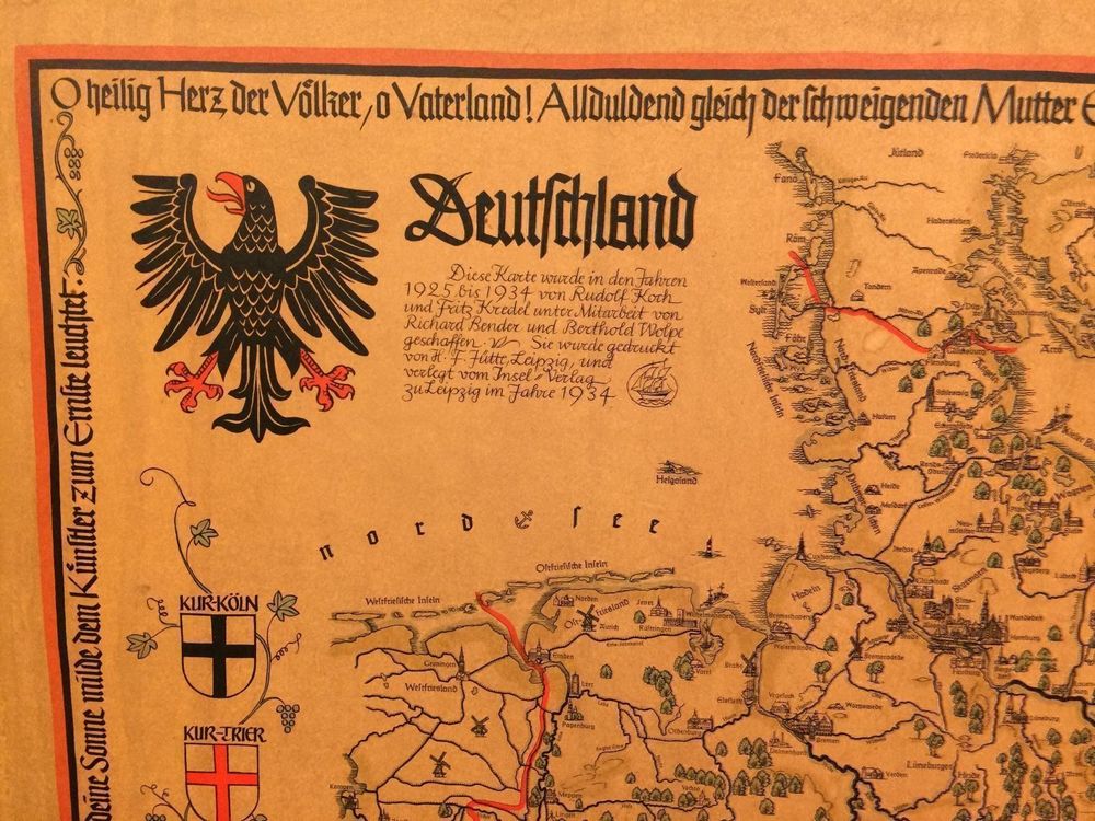Deutschland Karte um 1934 —176x132cm | Kaufen auf Ricardo