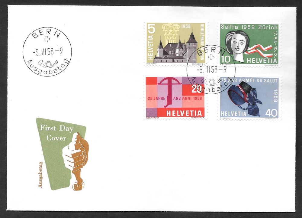 FDC Serie 334-337 ET Bern 5.3.1958 Deutsch (Neu (gemäss Beschreibung)) in Olten für CHF 15 – mit ...