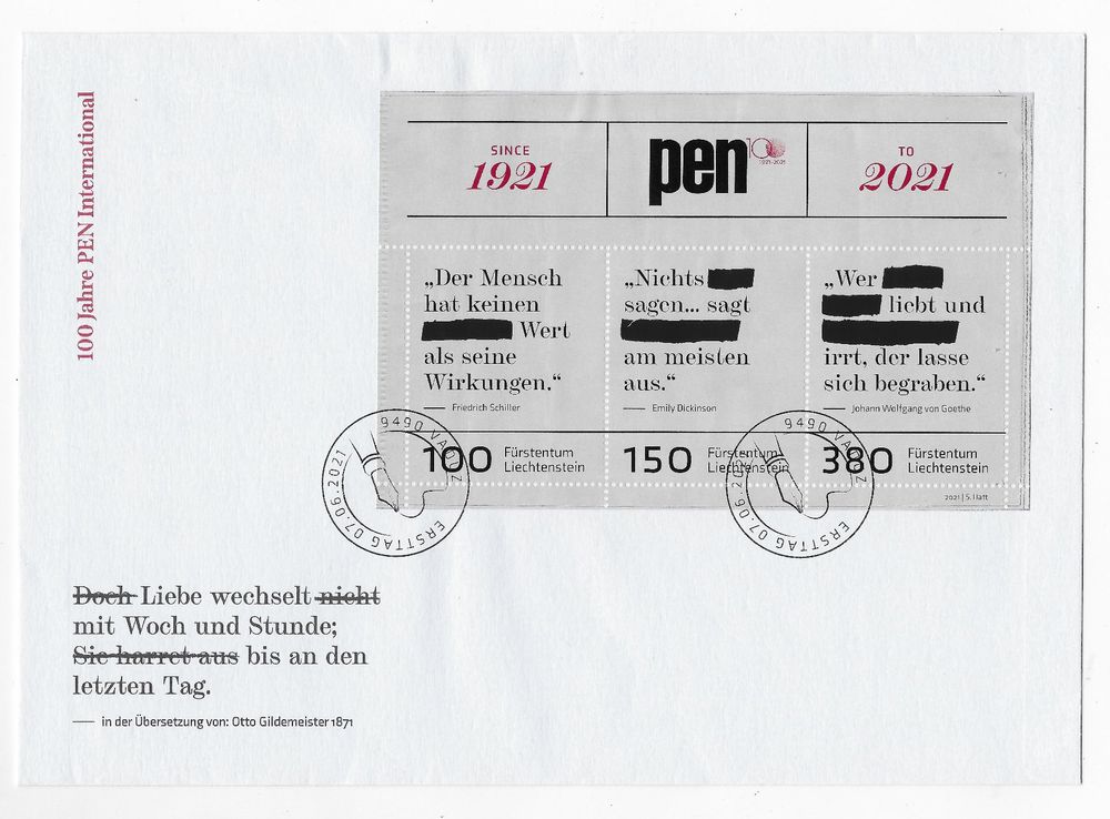 FL 2021, FDC 100 Jahre PEN (Neu (gemäss Beschreibung)) in für CHF 4 ...