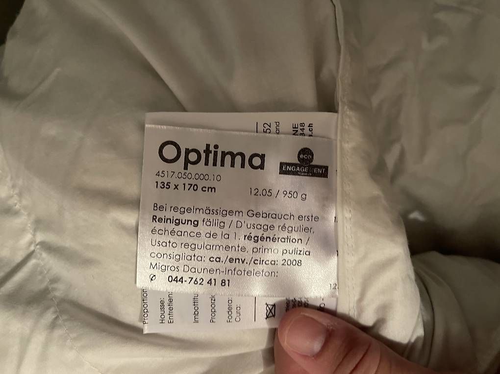 Daunenduvet Optima von Migros 135 × 170 cm - neu, unbenutzt (D'occasion ...