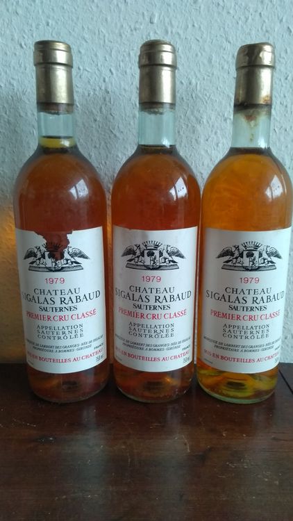 3 bouteilles de Sigalas-Rabaud 1979, Sauternes (Neuf (Voir description ...