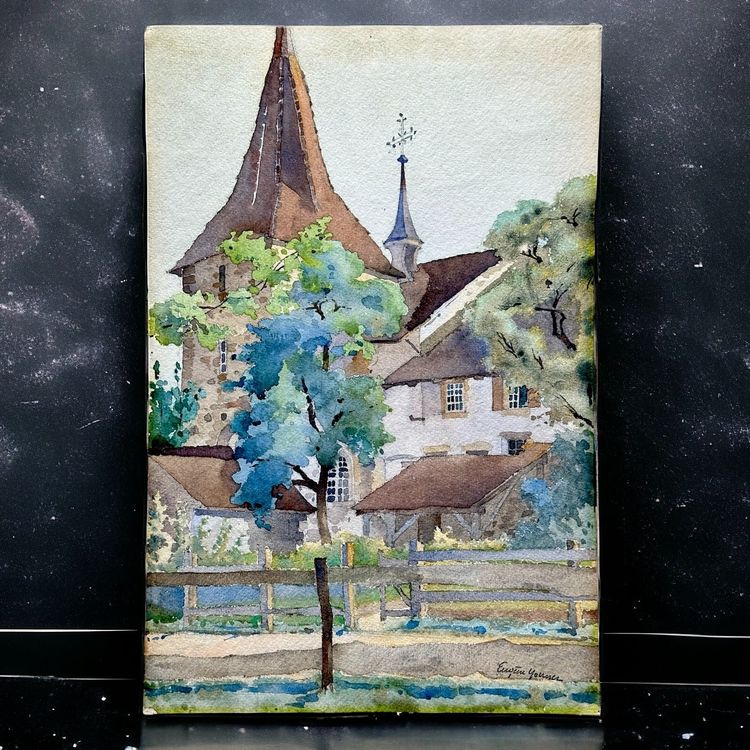 Eugène YONNER (1871-1930) Aquarelle sur papier "Le Landeron" (Gebraucht) in Morges für CHF 20 ...