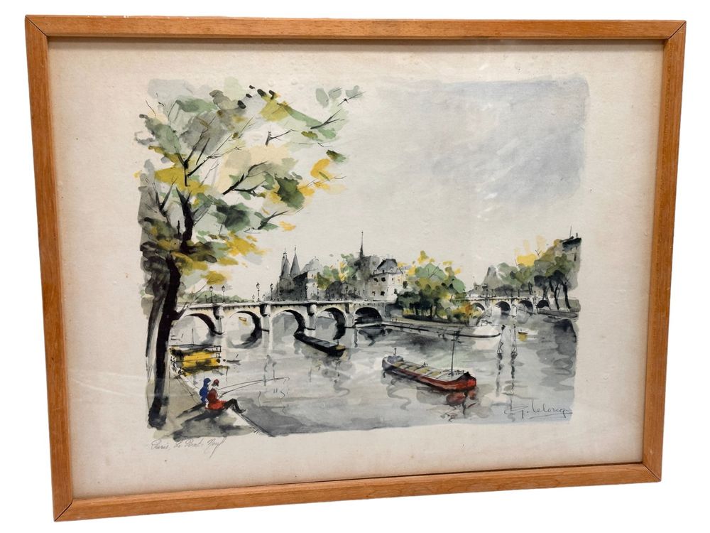Aquarelle sur carton Paris Le Pont-Neuf signée G. LELONG (D'occasion) à ...