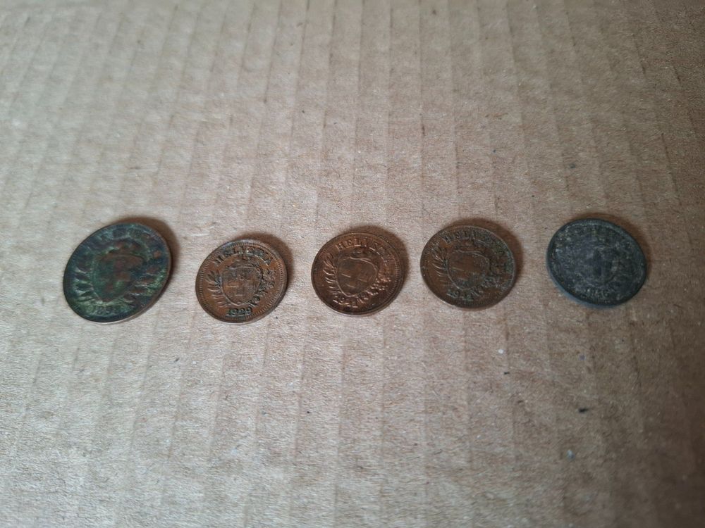 Münze Schweiz 1 Rappen 1929 1941 1946 2 Rp 1898 (Gebraucht) in Genève für CHF 12 – mit Lieferung ...