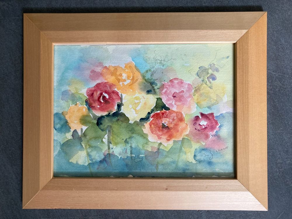 AQUARELL Blumenstrauss BLUMENBILD SIGNIERT S. ZEUNER | Kaufen auf Ricardo