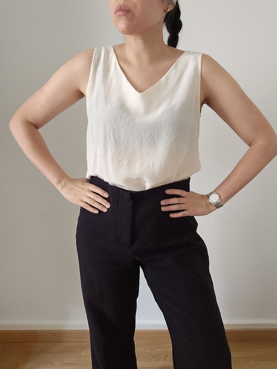 Vintage 100% Seide Top Oberteil Pierre Cardin crèmeweiss S (Gebraucht ...