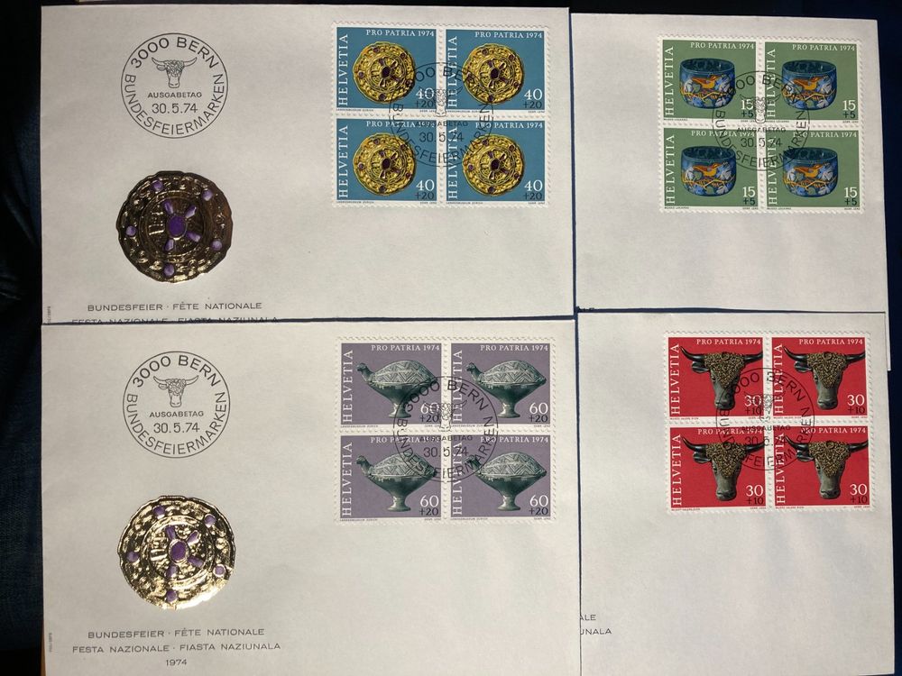 Schweiz 1974 Ersttagsbriefe Satz Pro Patria Archäologie 4er (Neu (gemäss Beschreibung)) in ...