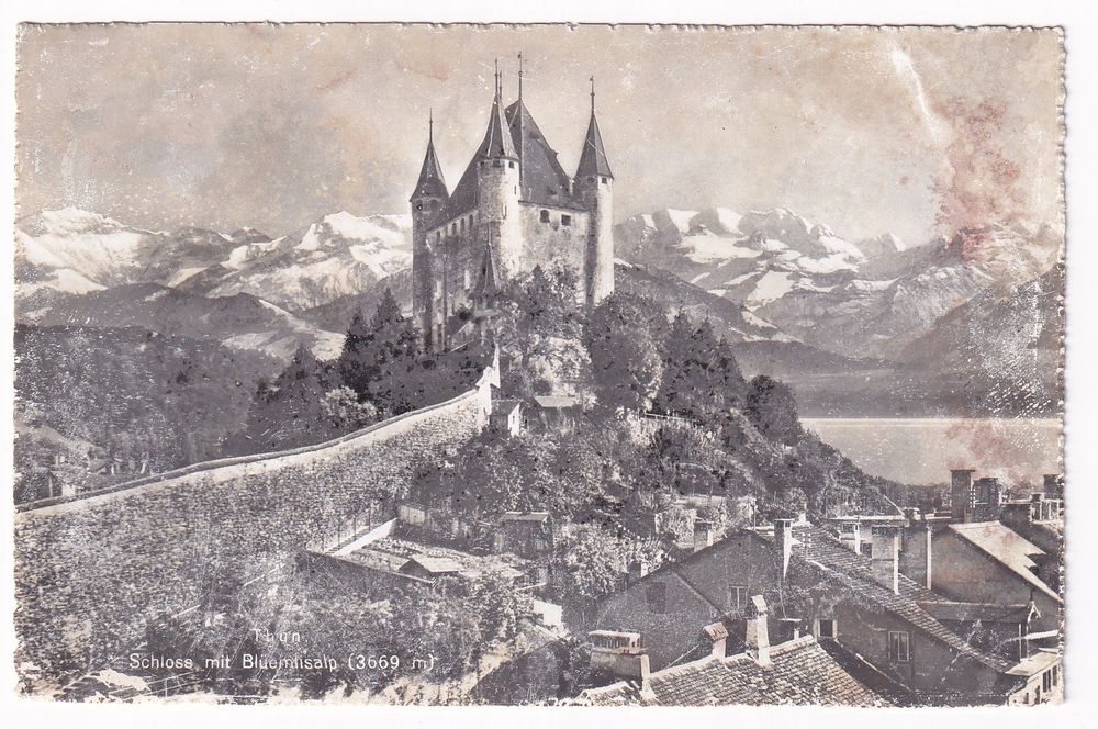 Thun, Schloss mit Blüemlisalp 1956 | Kaufen auf Ricardo