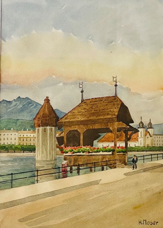 H. Moser Aquarell von Kapellbrücke Luzern (Gebraucht) in Gersau für CHF 19 – mit Lieferung auf ...