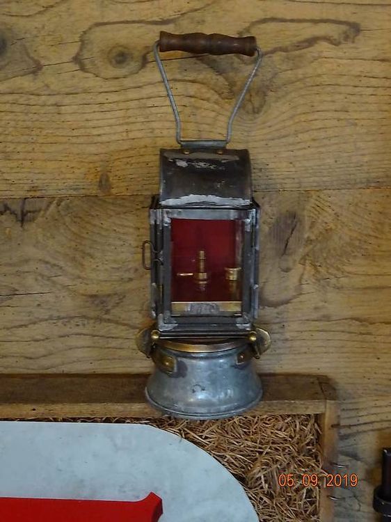 Antike SBB CFF Karbitlampe mit Rotem Glas über 100 Jahre alt (Gebraucht ...