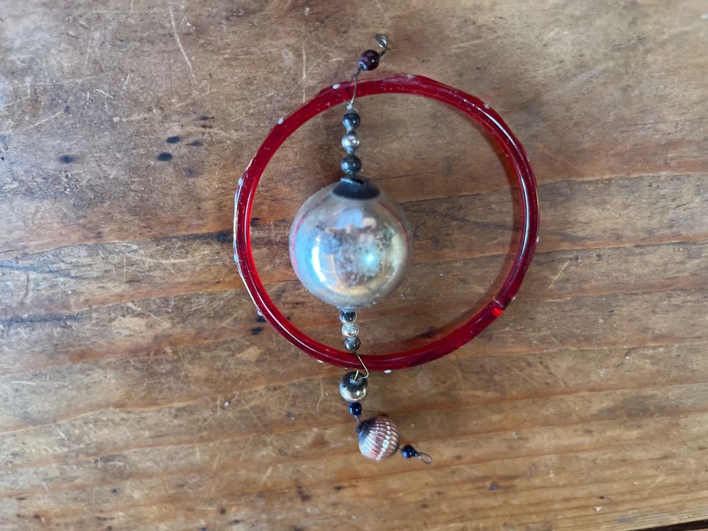 Vintage Christbaumschmuck, Glaskugel, rot, Retrolook, Wei... (Gebraucht ...