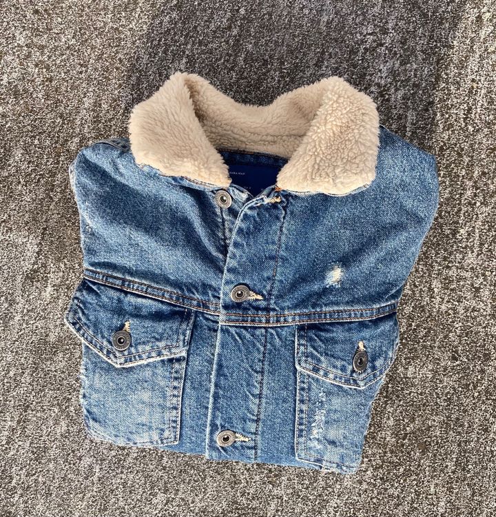 Jeansjacke Herbst Winter mit Fell und doppelt gefüttert M (Neu (gemäss ...