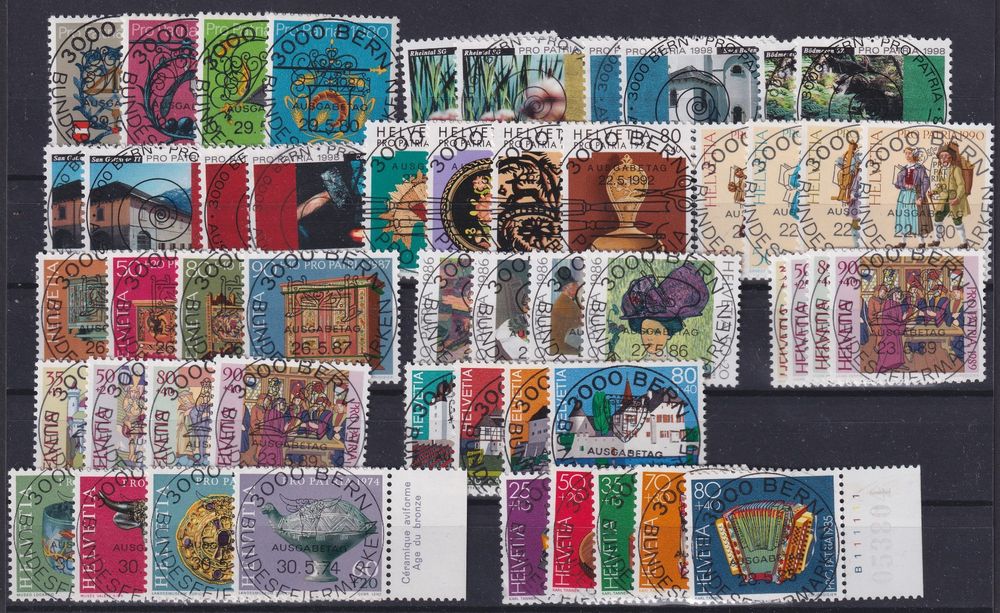 1974-1998, Pro Patria 11 Sätze Einzelmarken mit ET-Stempel (Gebraucht) in Sursee für CHF 39.9 ...