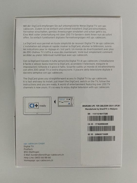 DigiCard mit CI+-Modul von UPC Cablecom (Gebraucht) in Oberglatt ZH für ...