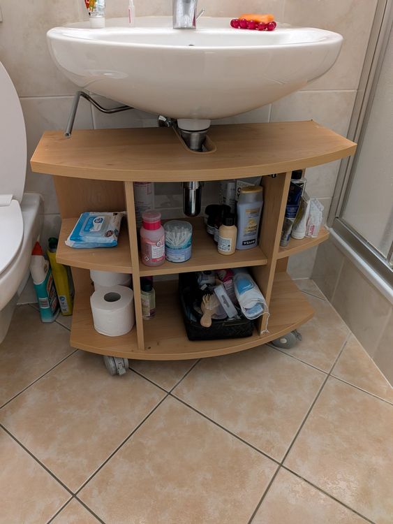 Meuble de salle de bain à roulettes (L 71 x H 61 x P 33) (D'occasion) à ...