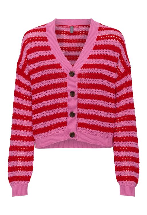 Strick Cardigan gestreift rot/rosa von Culture, Grösse S | Kaufen auf ...