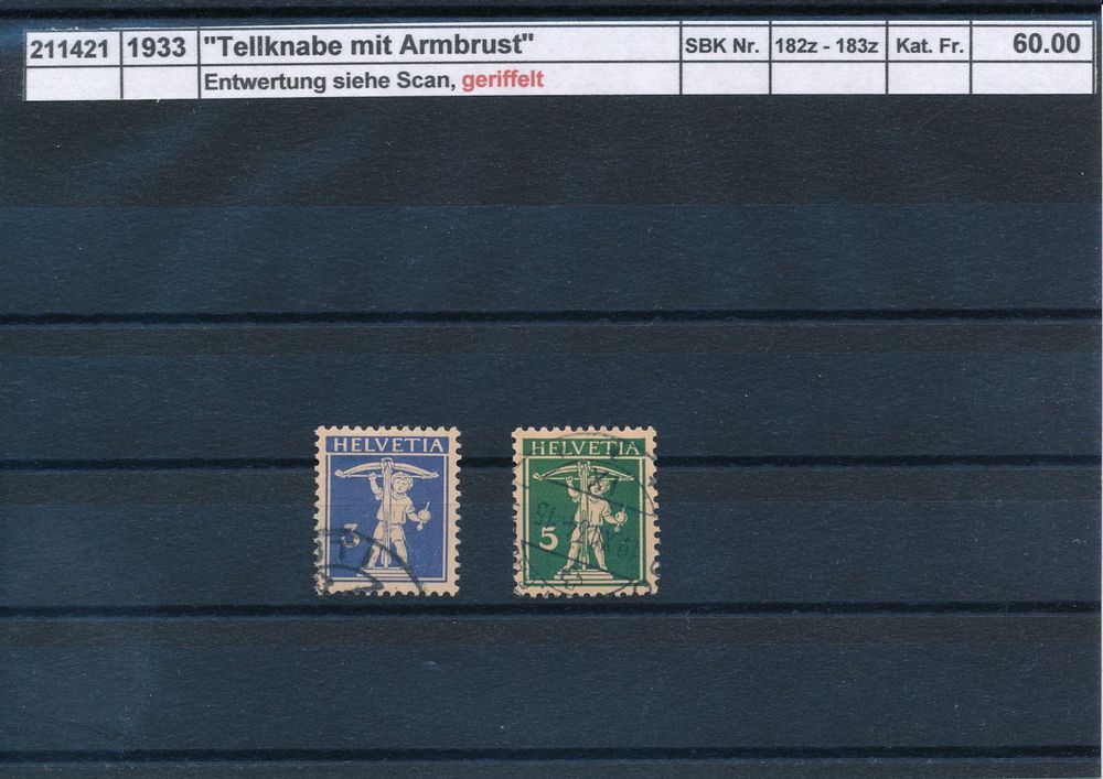 1933 Tellknabe mit Armbrust, Papier geriffelt | Kaufen auf Ricardo