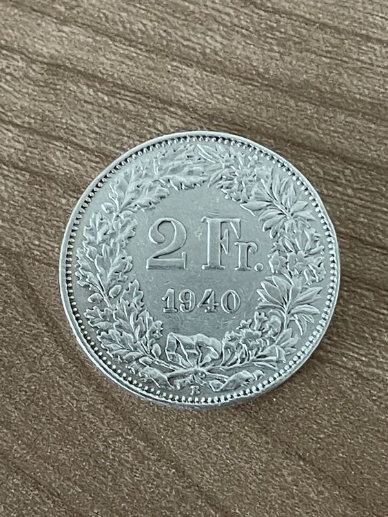 2 Franken Schweiz 1940 Silber (Gebraucht) in Schlossrued für CHF 6 – mit Lieferung auf Ricardo ...