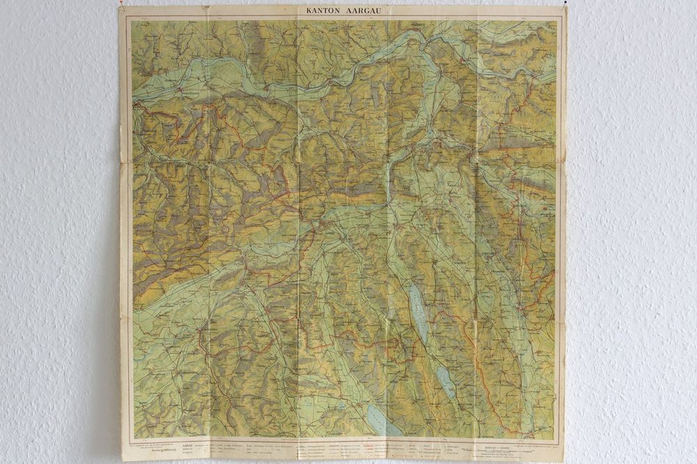 Landkarte historische Schülerkarte Kanton Aargau 1:100'000 | Kaufen auf Ricardo