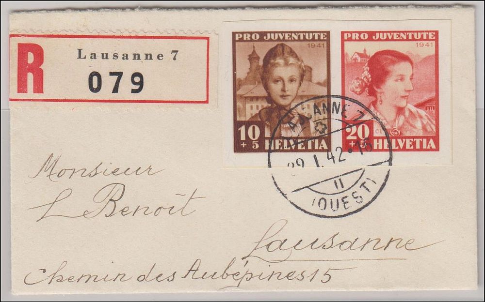 1942: Mini-Brieflein portogerecht mit PJ-Blockausschnitte ! (Gebraucht ...