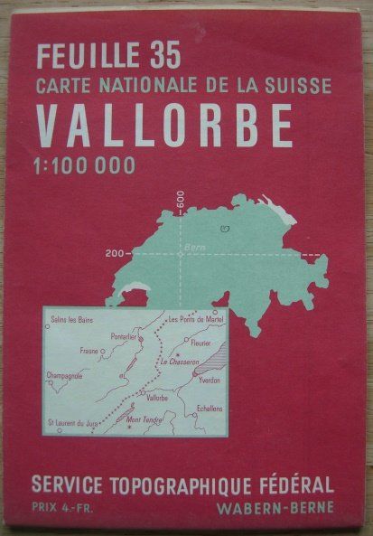 Vallorbe 1962, Landeskarte 1:100 000, Blatt-Nr. 35 (Gebraucht) in ...