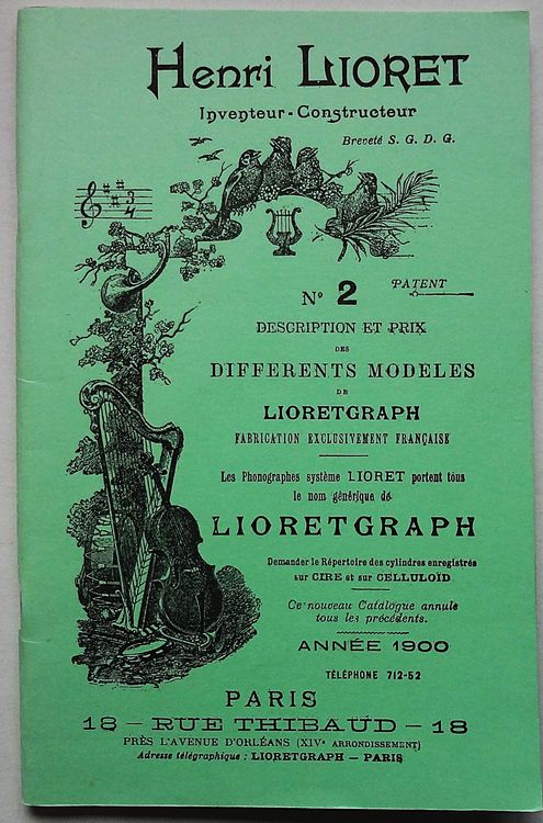 Henri Lioret Phonographen Katalog von 1900 (Gebraucht) in Hemishofen ...