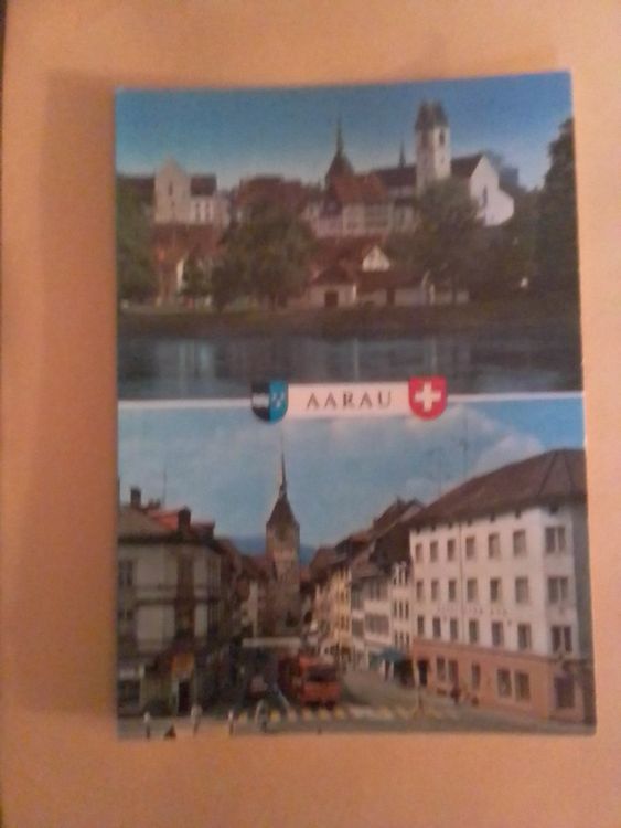 Ak Aarau 2 Ansichten mit Stadtbus und Partie an der Aare (2) | Kaufen auf Ricardo
