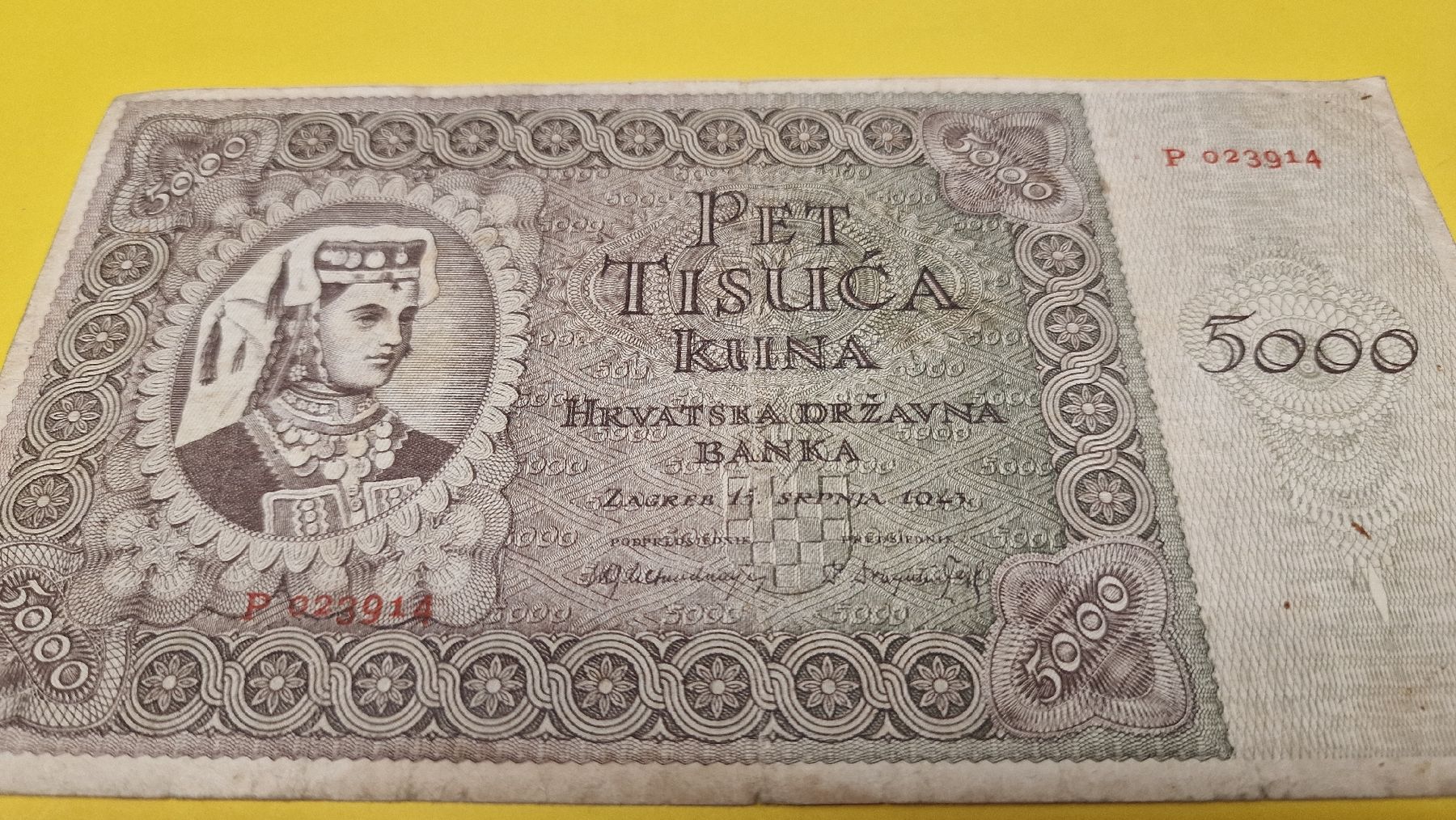 Kroatien 5000 Kuna Banknote, Jahr 1943 Rarität! top (Gebraucht) in ...