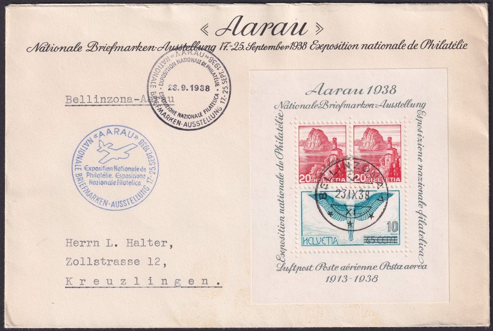 1938, W11 - LUXUS auf BRIEF: Aarauerblock, SBK: 60.-++ (Gebraucht) in Sursee für CHF 14.9 – mit ...