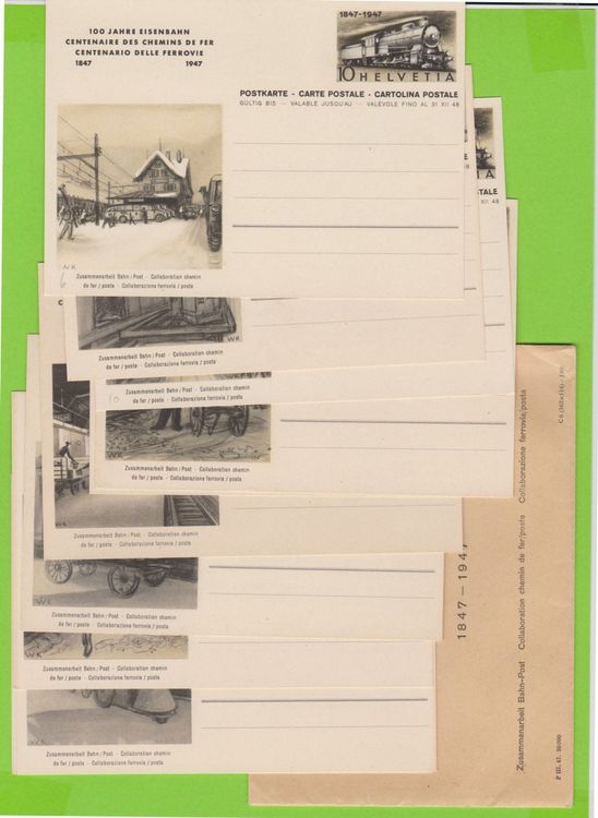 100 Jahre Eisenbahn 1947 - 10 Kartenseri (Gebraucht) in Vitznau für CHF 15 – mit Lieferung auf ...