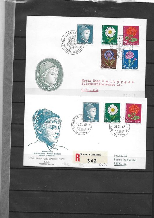 PJ FDC 1963 mit und ohne Leuchtstoff Kat: CHF 100.- (Gebraucht) in Basel für CHF 2 – mit ...