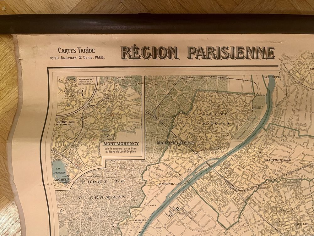 Schulwandbild Paris grosse Stadtkarte Cartes Taride um 1925 (Gebraucht ...