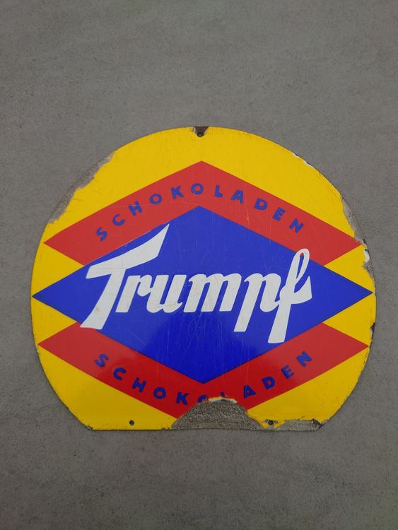 Altes Emailschild Trumpf Schokoladen um 1925 selten | Kaufen auf Ricardo
