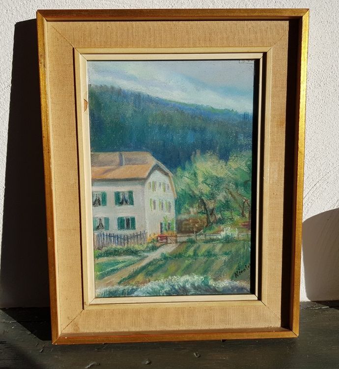 Signé Nicolet joli tableau ancien sous verre (Gebraucht) in Tramelan für CHF 90 – mit Lieferung ...