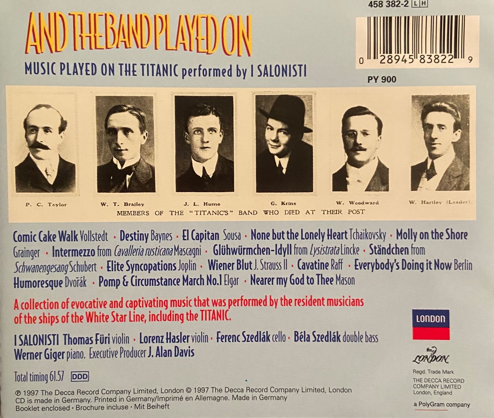 AND THE BAND PLAYED ON MUSIC PLAYED ON TITANIC I Salonist (Gebraucht ...