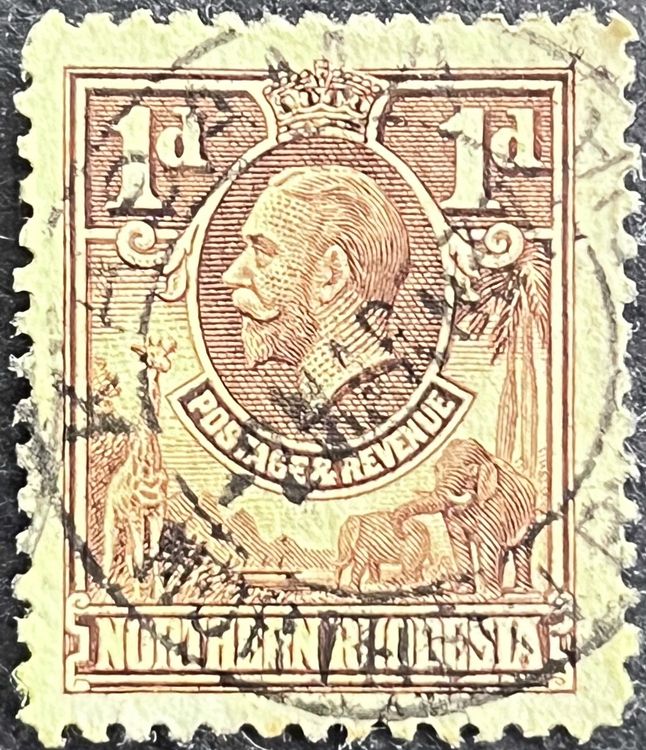 Nordrhodesien 1d Marke König Edward VII. Giraffe Elefant (Gebraucht) in ...