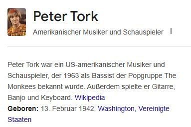 Autogramm Musiker The Monkees Pete Tork (Gebraucht) in Schlieren für ...