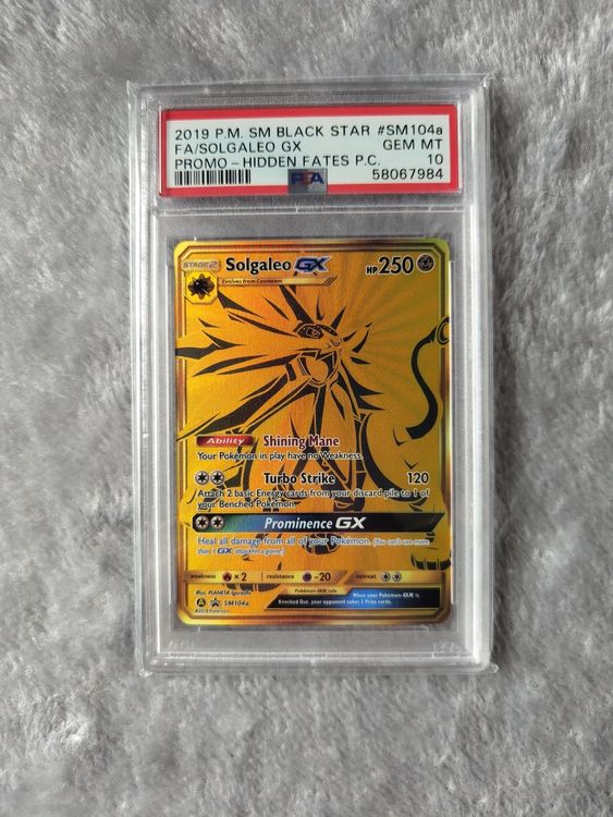 Pokemon Karte Solgaleo GX Gold PSA 10 Hidden Fates (Neu (gemäss ...