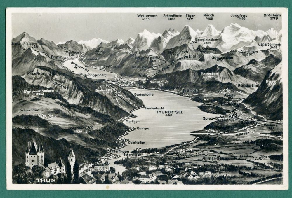 Panoramakarte Thuner und Brienzersee, 1937 (Gebraucht) in Sargans für CHF 1 – mit Lieferung auf ...