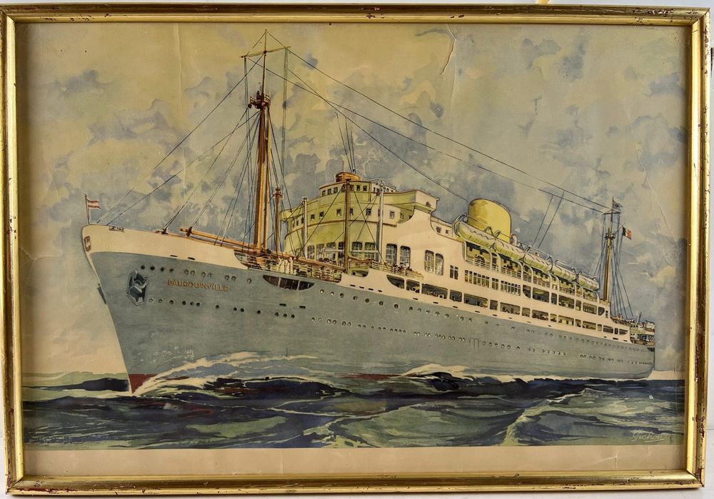 Schönes altes gerahmtes Schiffsbild "Baudouinville" (Gebraucht) in ...