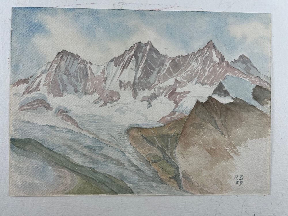 Berglandschaft Aquarell Datiert Signiert mit Mappe | Kaufen auf Ricardo