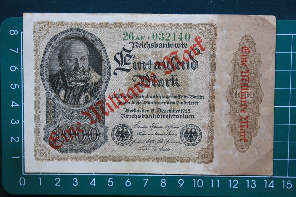 currency reichsbanknote 1000 Mark mit überdruck 1922 (Gebraucht) in ...