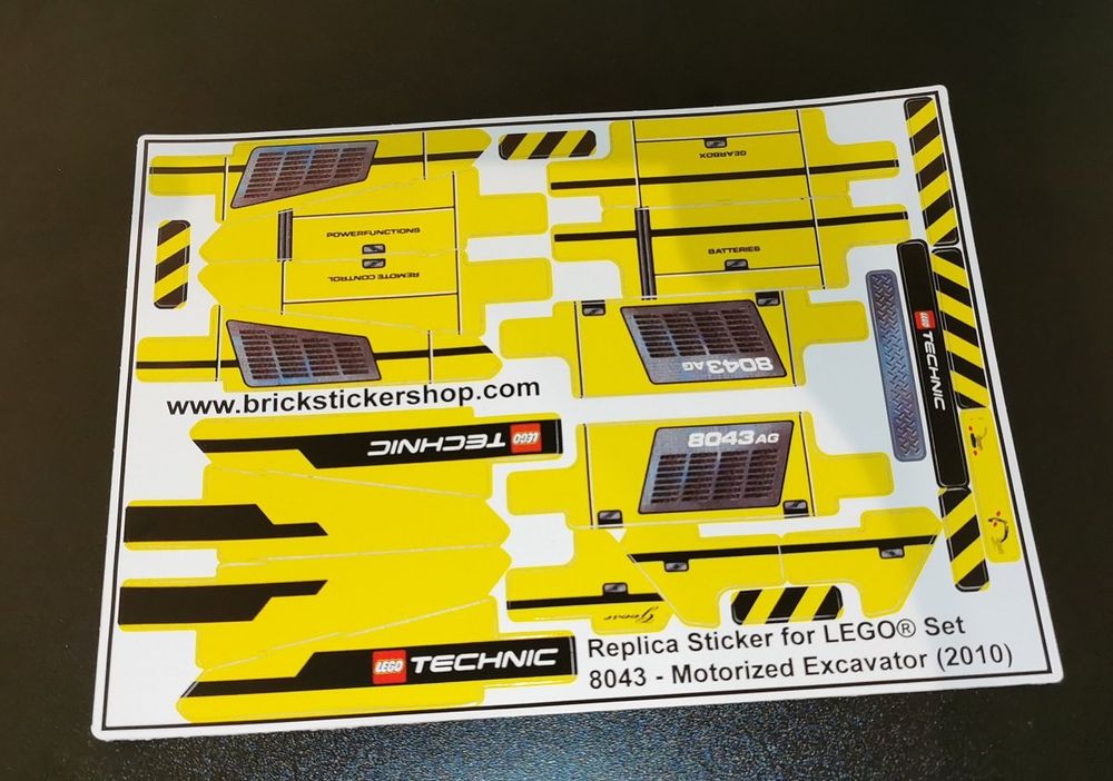 Nachdruck Sticker für Lego Technik Set Raupenbagger 8043 (Neu (gemäss ...