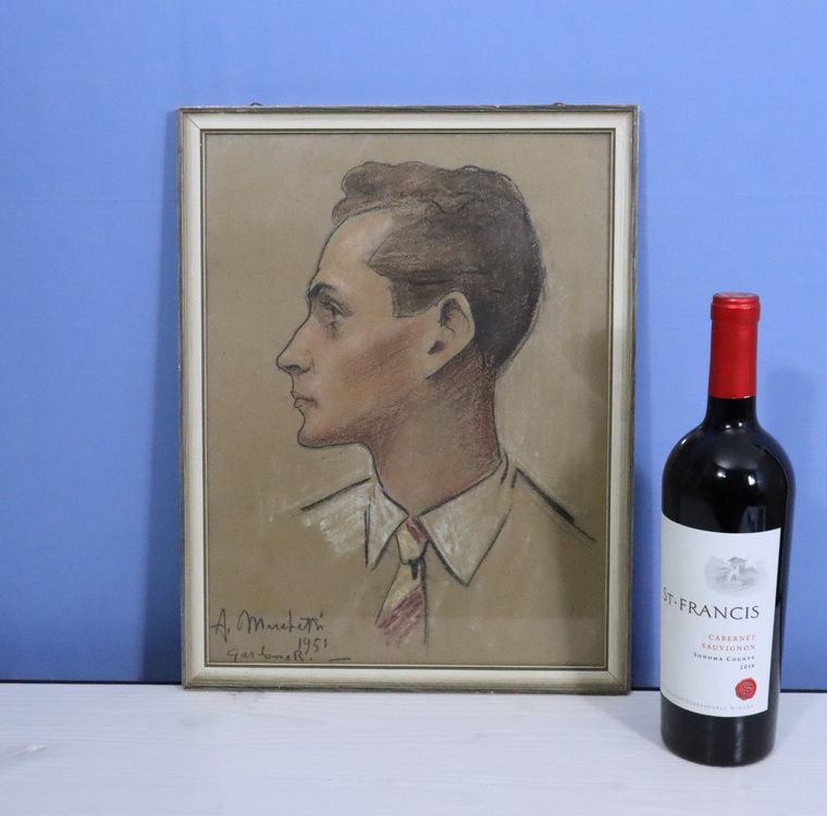 Angelo Muchetti 1912-1960, Zeichnung Männerportrait von 1951 (Gebraucht ...