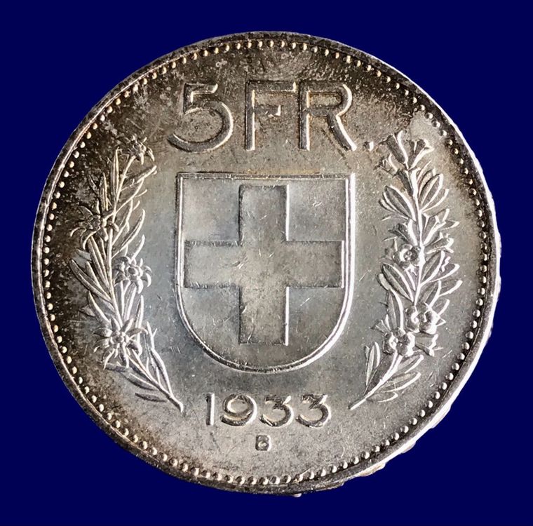 CH 5 Franken Silber Jahrgang 1933 (Gebraucht) in Winterthur für CHF 11 – mit Lieferung auf ...