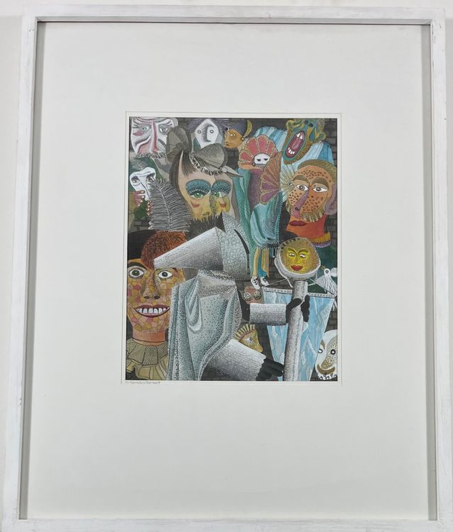 Interessante Mischtechnik mit Gesichter Monogrammiert (Gebraucht) in Root für CHF 10 – mit ...