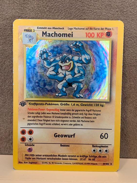 8/102 *1.Edition Machomei Holo DE Pokemon Base Set | Kaufen auf Ricardo