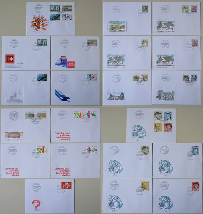 Alle FDC Frei-, Europa- und Werbemarken Schweiz 1990 - 1994 (Gebraucht) in Niederhasli für CHF ...