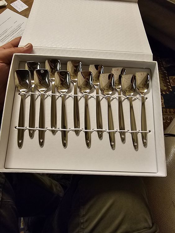 12 Italienische Dessertlöffel von Mori (Q) (Neu und originalverpackt ...