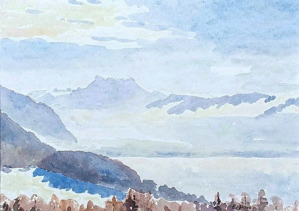 Dents du Midi - petite aquarelle de Charles Egli | Kaufen auf Ricardo